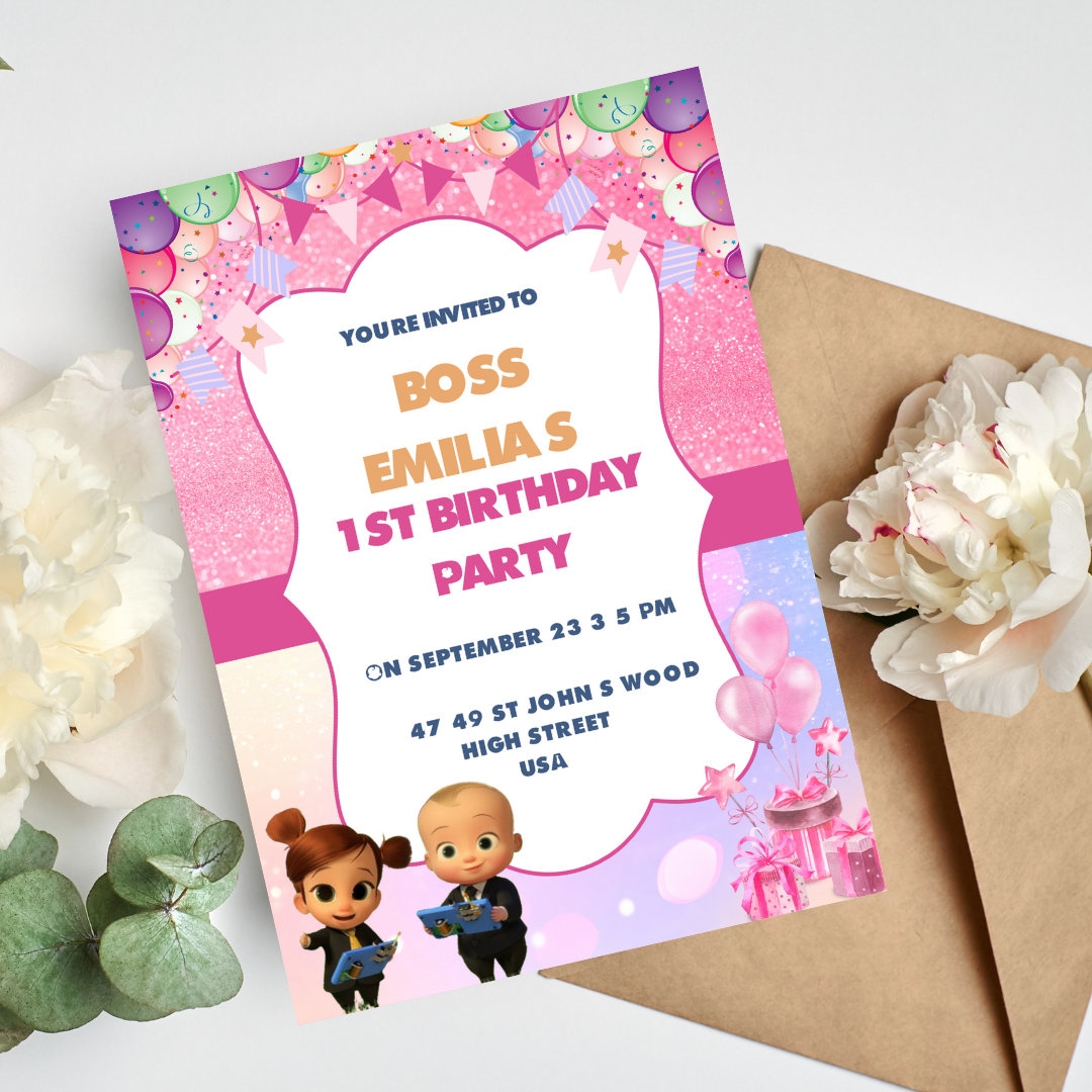 Editable Baby Boss Boy Birthday Invitation Boss Baby Party Invitation ...