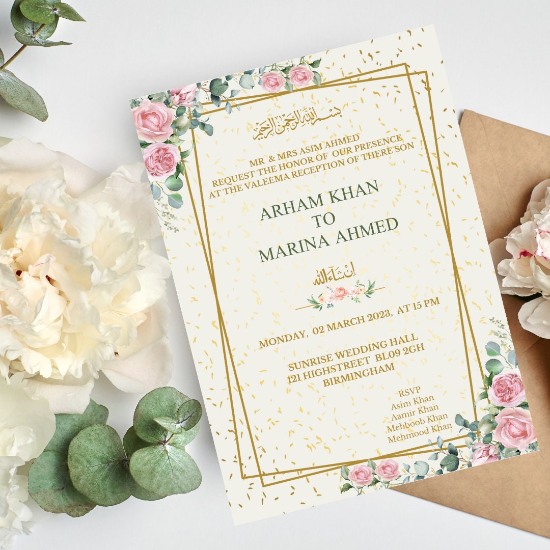 Walima Invitation Muslim Wedding Invitation Valima Invitation Digital ...
