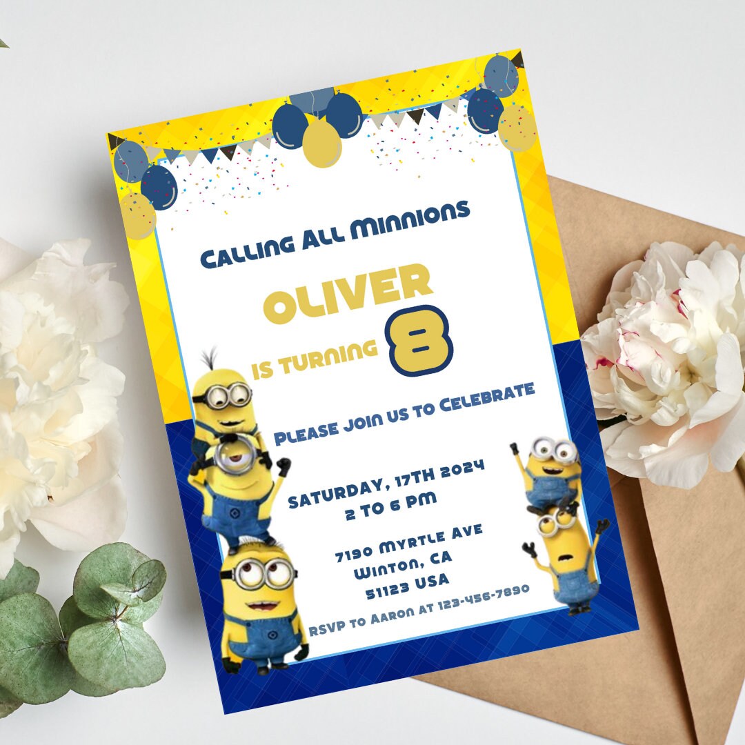 Editable Minion Birthday Invitation Template | Cute Minion Theme ...
