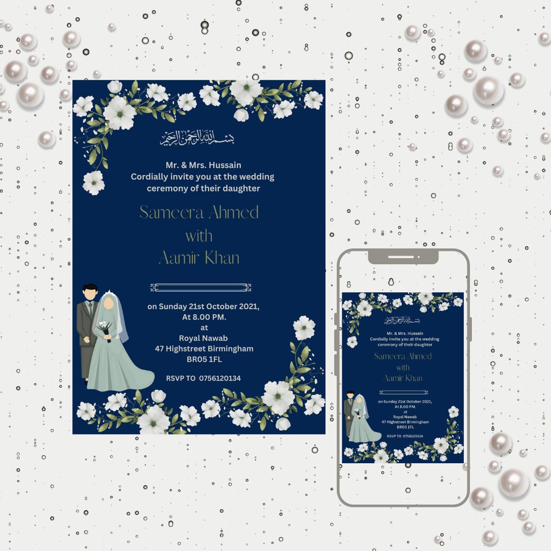 Editable Muslim Wedding Invitation Template Nikah Mobile & Printable ...