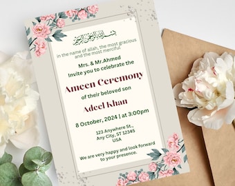 Ameen Ceremony Invitation | Ameen Invite | Ameen Mubarak Invitation ...