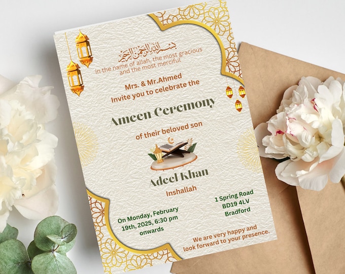 Ameen Ceremony Invitation Card Muslim Quran Reading Celebration ...