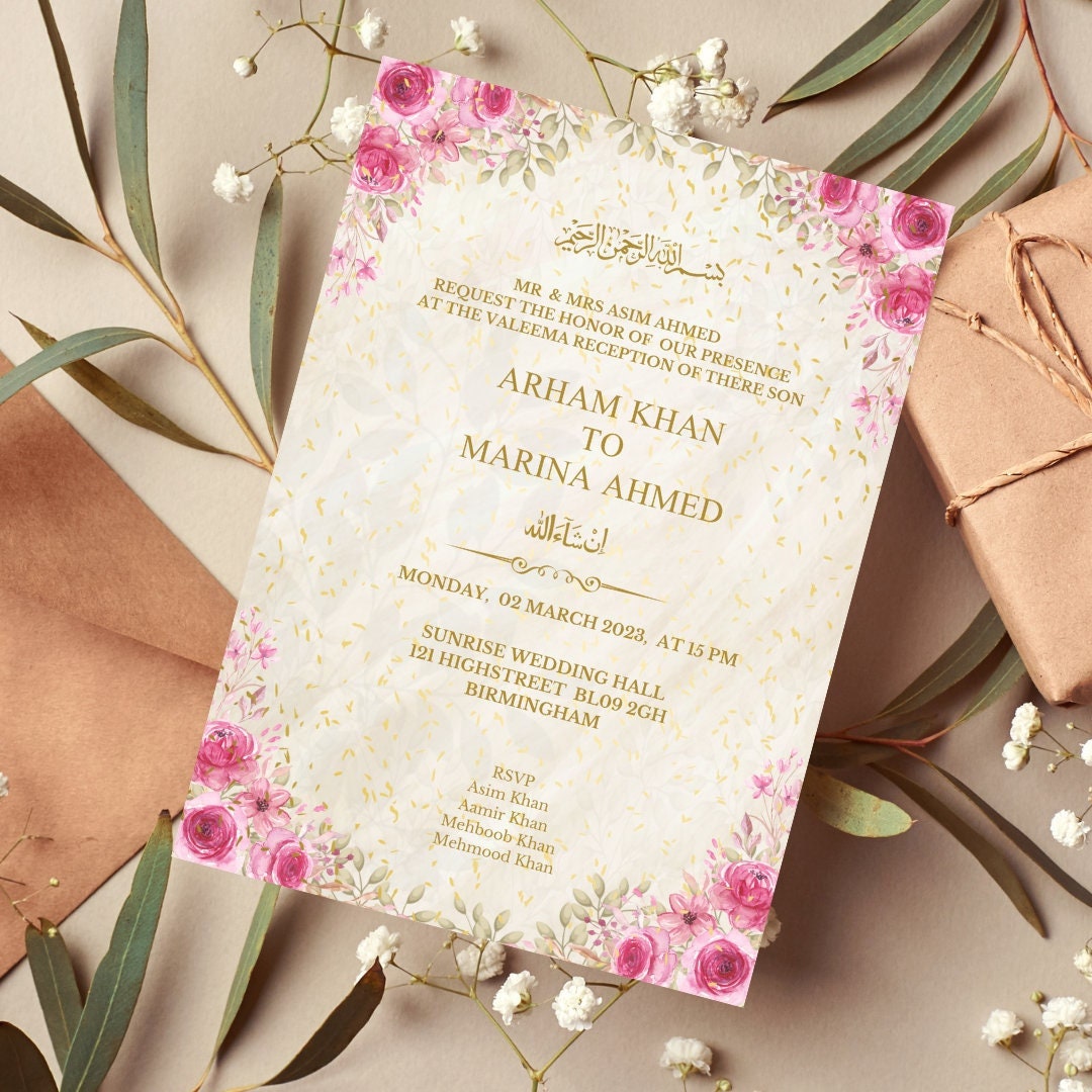 Instant Download Waleema Invitation | Muslim Wedding Invitation ...