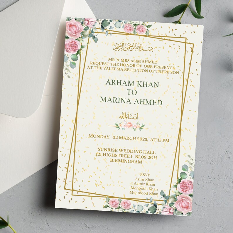 Waleema Invitation | Muslim Wedding Invitation | Valima Invitation ...