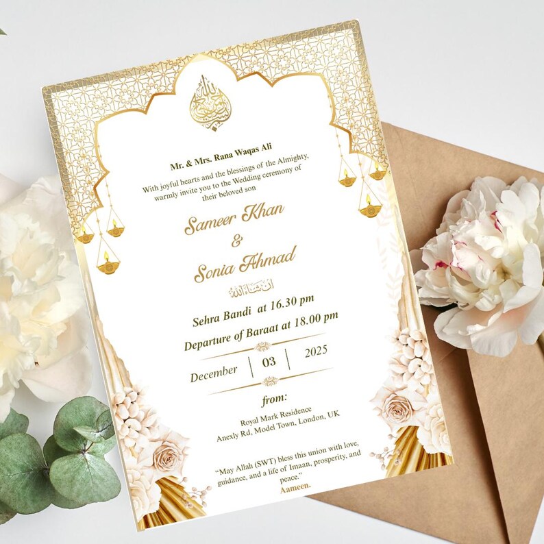 Instant Download Baraat Invitation | Muslim Wedding Invitation ...