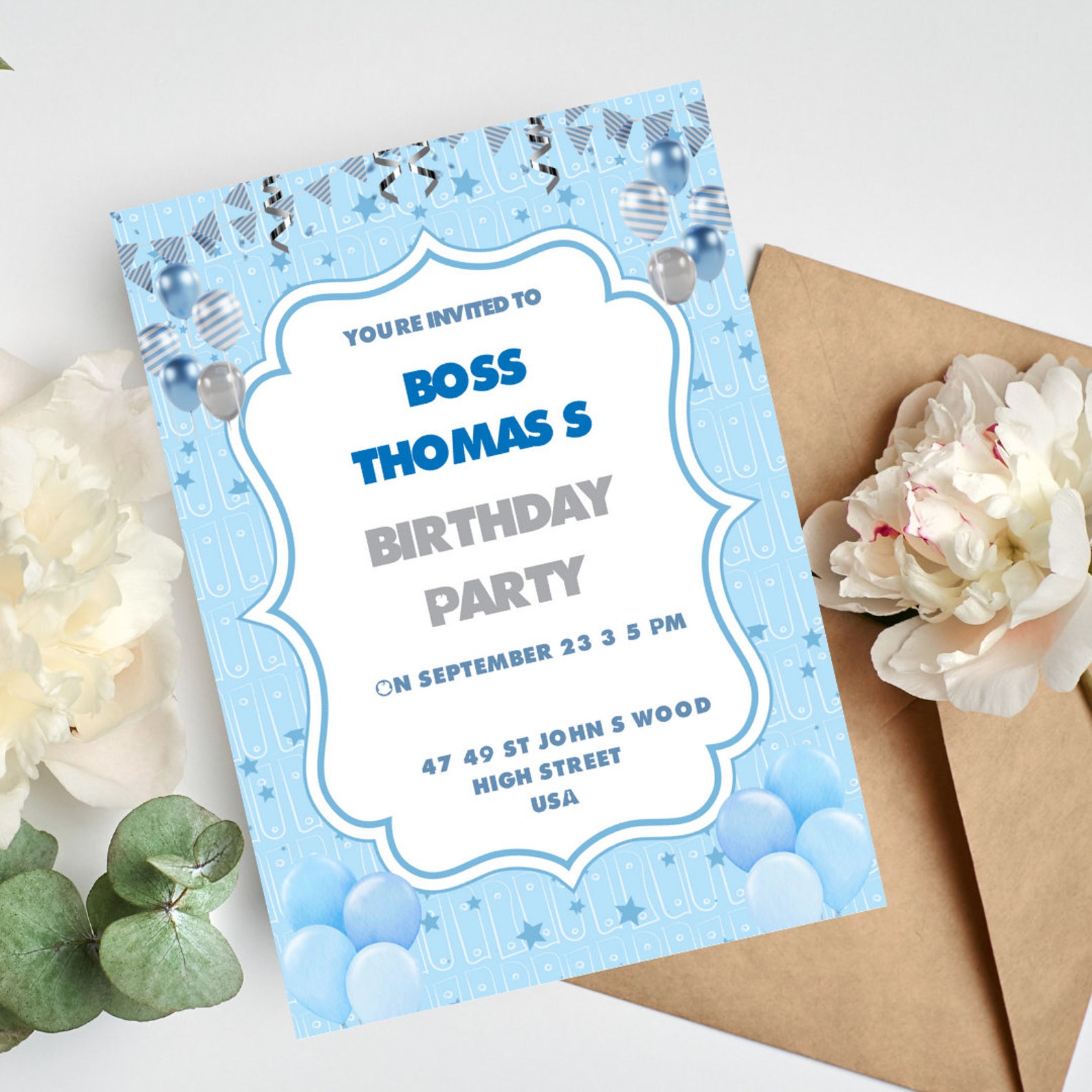 Editable Baby Boss Boy Birthday Invitation | Baby Party Invitation ...