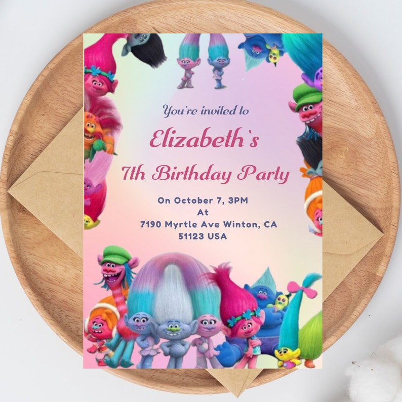 Craziest Party Birthday Invitation |trolls Printable Invitation ...