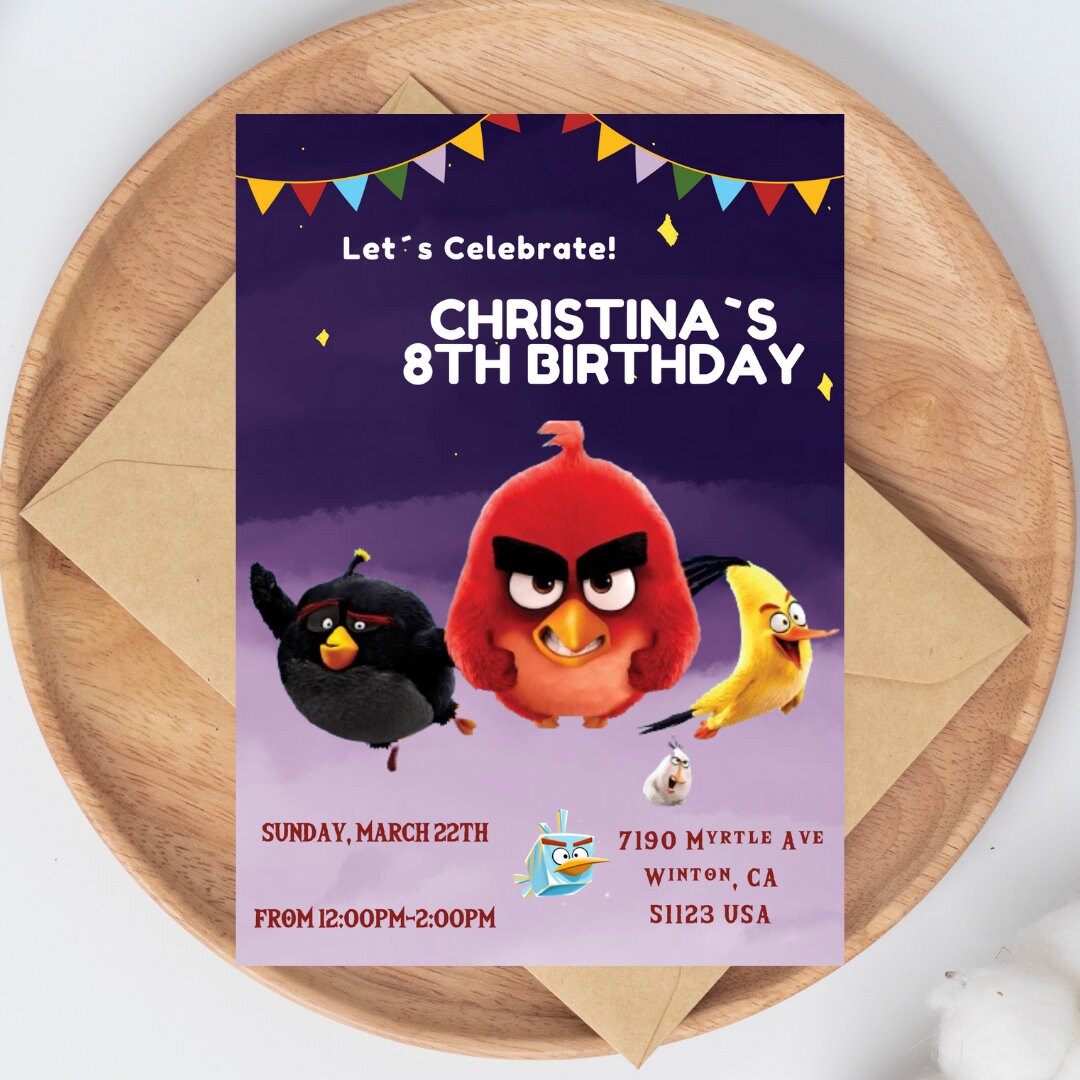 Editable Digital Angry Birds Birthday Invitation Print or Text - Etsy