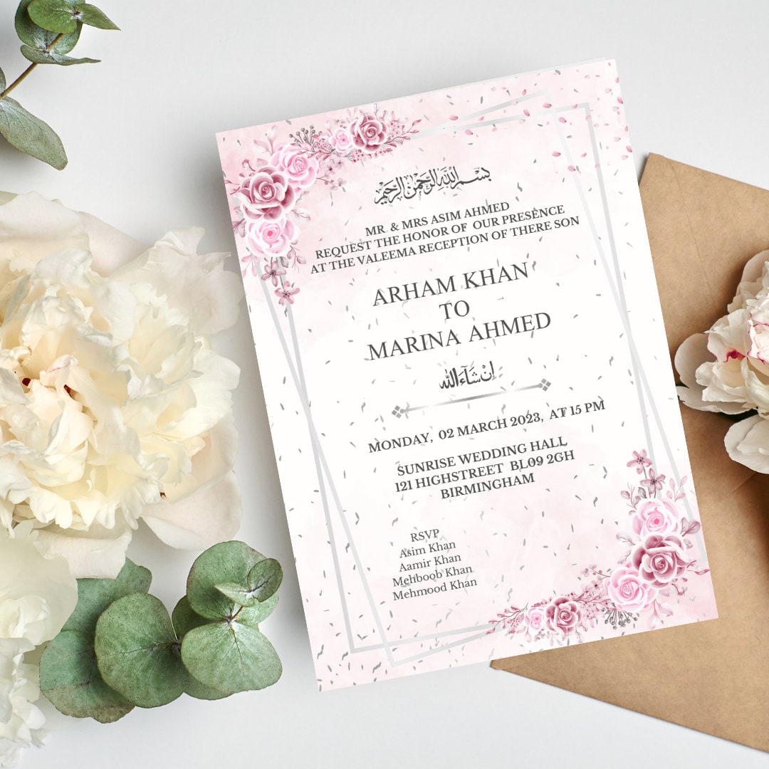 Walima Invitation | Muslim Wedding Invitation | Waleema Valima ...