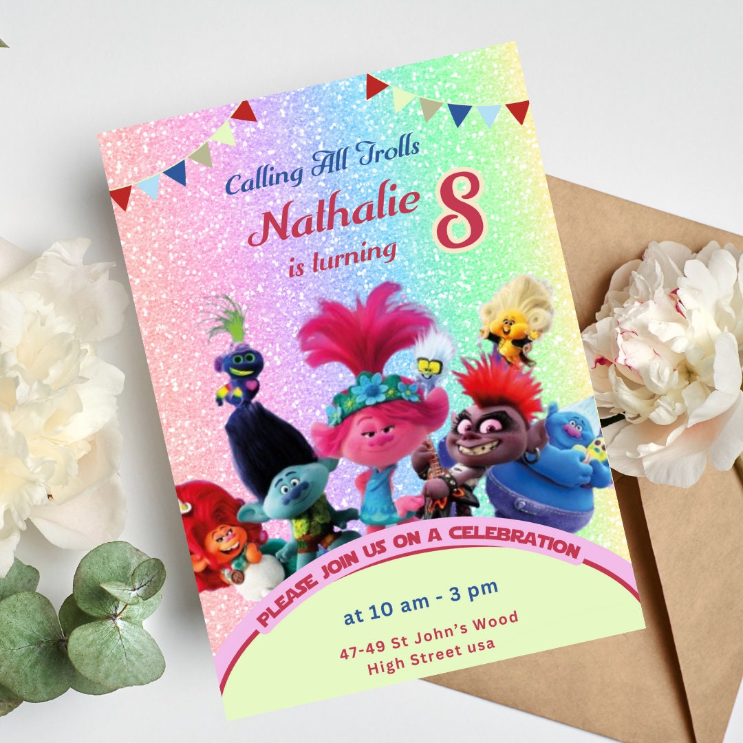Craziest Party Birthday Invitation |trolls Printable Invitation ...