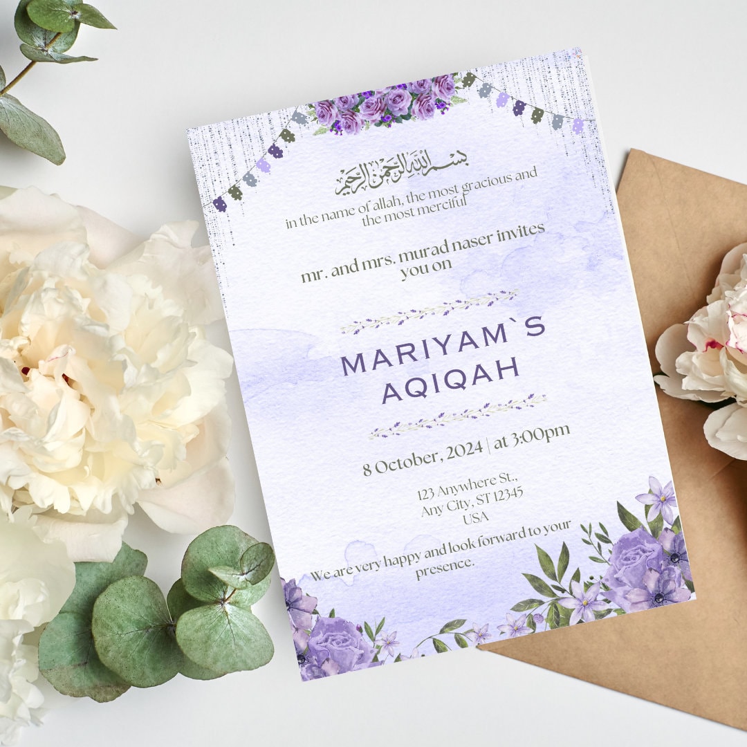 Aqiqah Card | Birthday Invitation | Digital Download | Muslim, Islamic ...