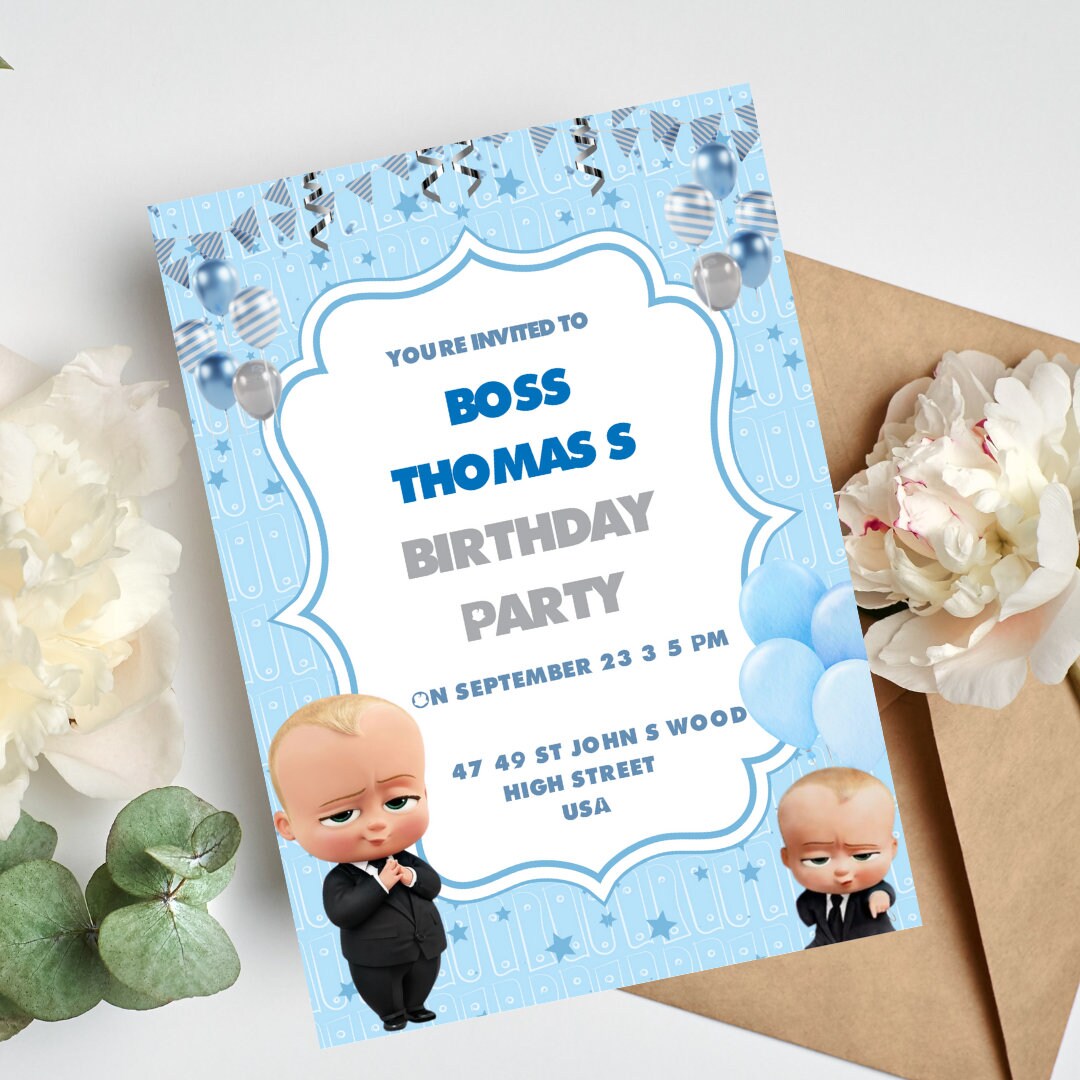 Editable Baby Boss Boy Birthday Invitation Boss Baby Party Invitation ...