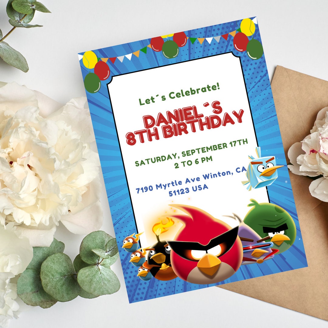 Editable Digital Angry Birds Birthday Invitation Print or Text - Etsy