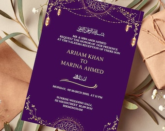 Buy Walima Invitation Muslim Wedding Invitation Valima Invitation ...