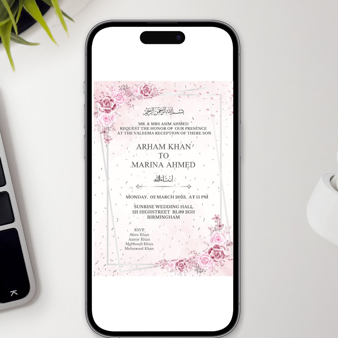Walima Invitation | Muslim Wedding Invitation | Waleema Valima ...