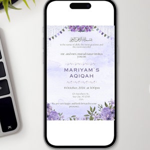 Aqiqah Card | Birthday Invitation | Digital Download | Muslim, Islamic ...