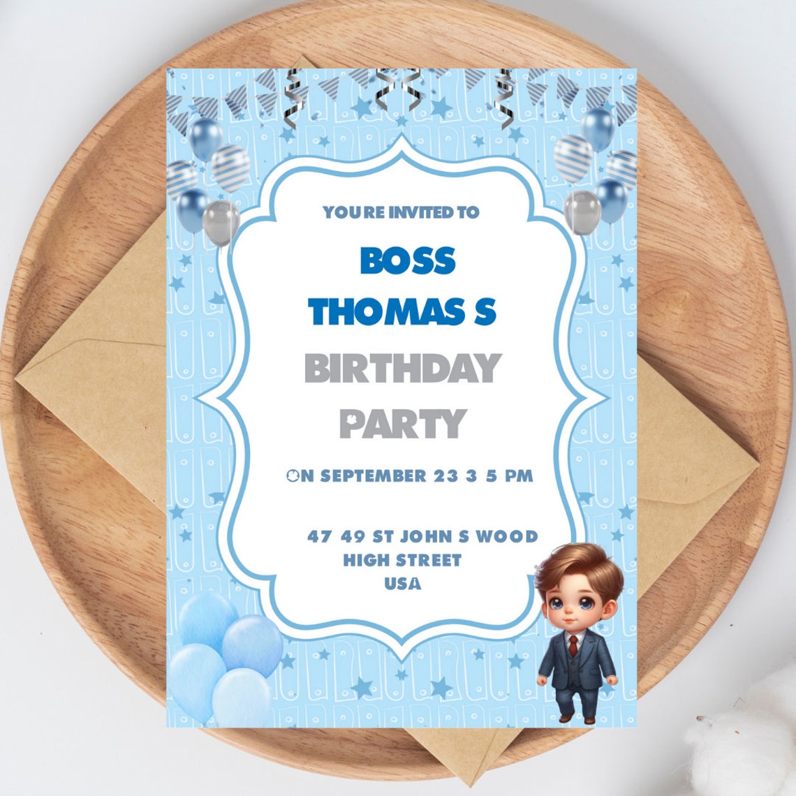 Editable Baby Boss Boy Birthday Invitation | Baby Party Invitation ...