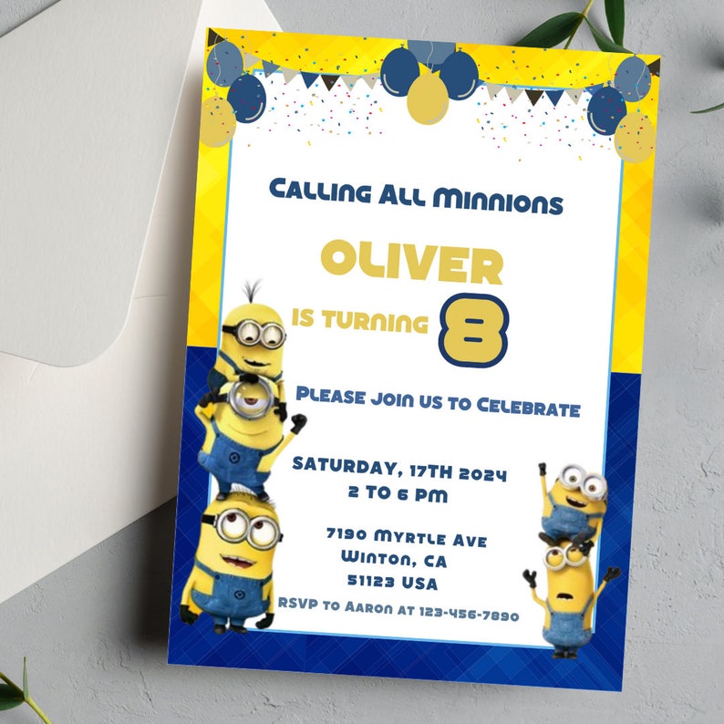 Editable Minion Birthday Invitation Template | Cute Minion Theme ...