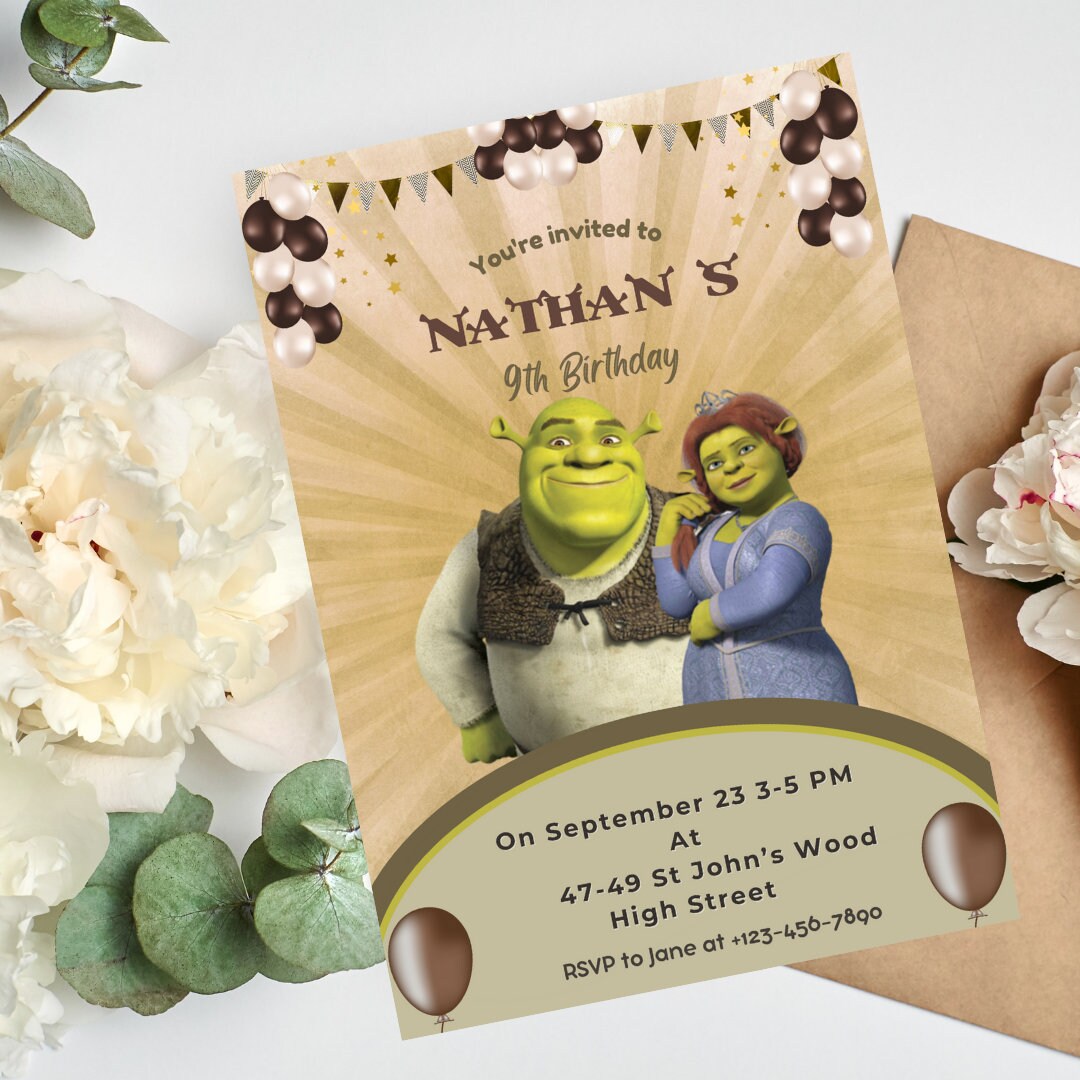 Printable Digital Invitation Template, Shrook Party Invite, Funny ...