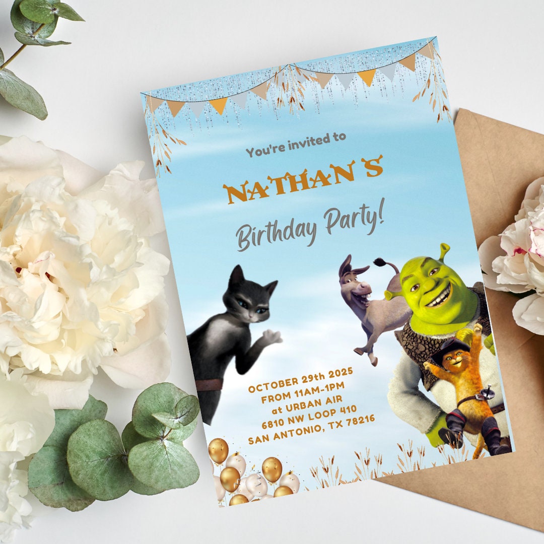 Shrek Digital Invitation Template Shrek Party Invite Funny - Etsy