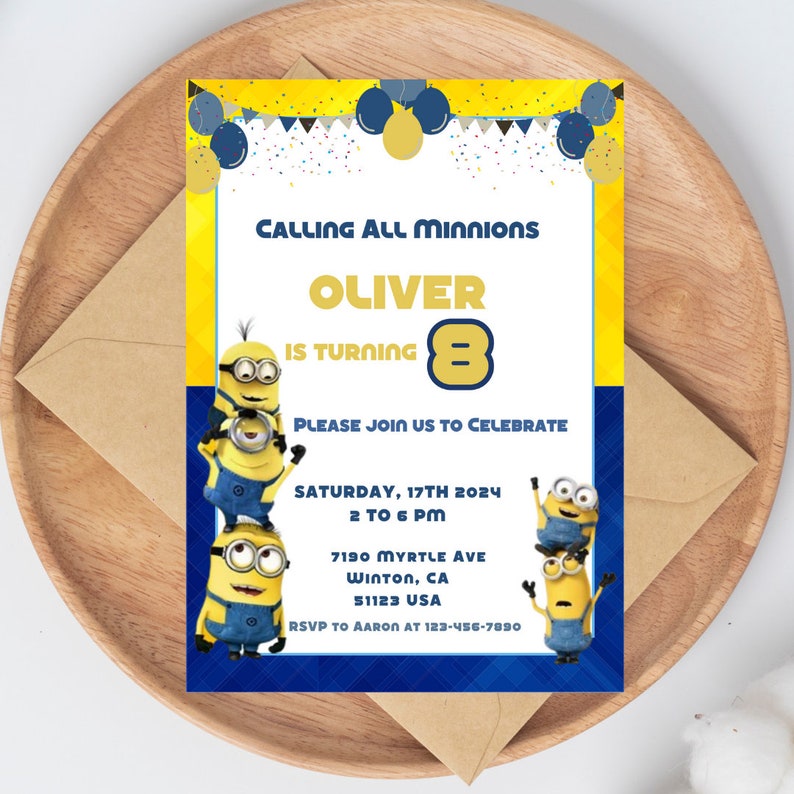 Editable Minion Birthday Invitation Template | Cute Minion Theme ...