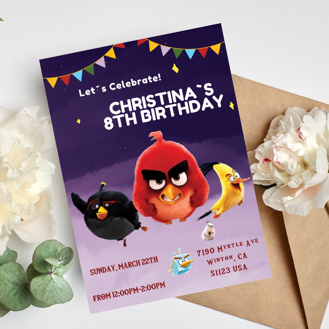 Editable Digital Angry Birds Birthday Invitation Print or Text - Etsy
