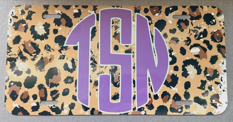 Custom Monogram Cheetah Print License Plate - Etsy