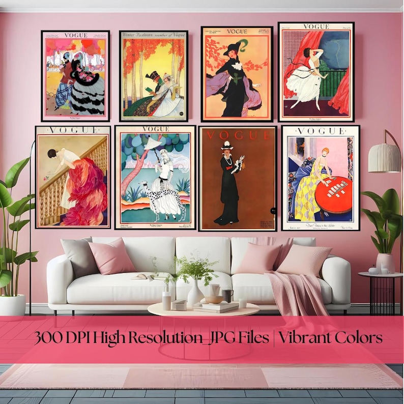 Vintage Fashion Wall Art Vogue Magazine Covers Vintage Fashion Print ...