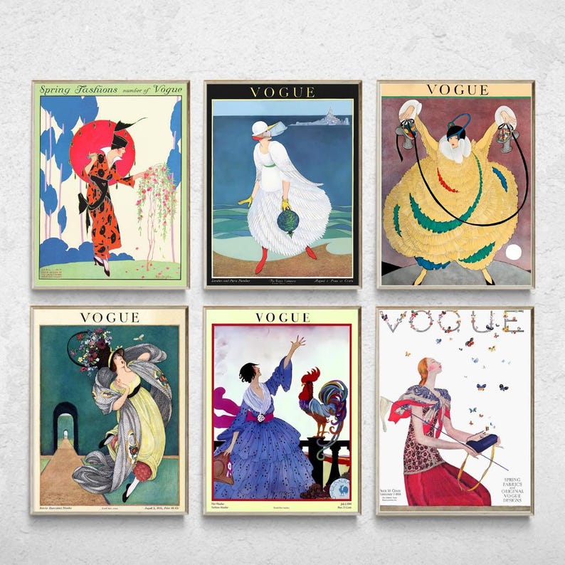 Vintage Fashion Wall Art Vogue Magazine Covers Vintage Fashion Print ...
