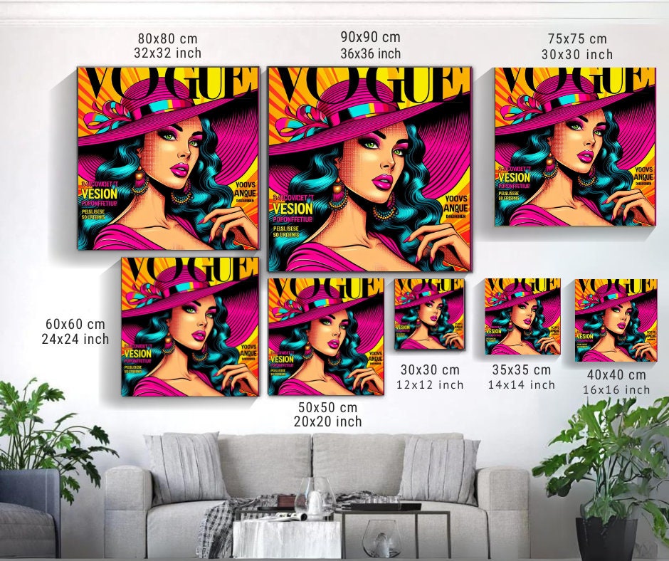 Vogue Canvas, Vogue Magazine Cover, Fashion Wall Art Canvas, Vintage ...