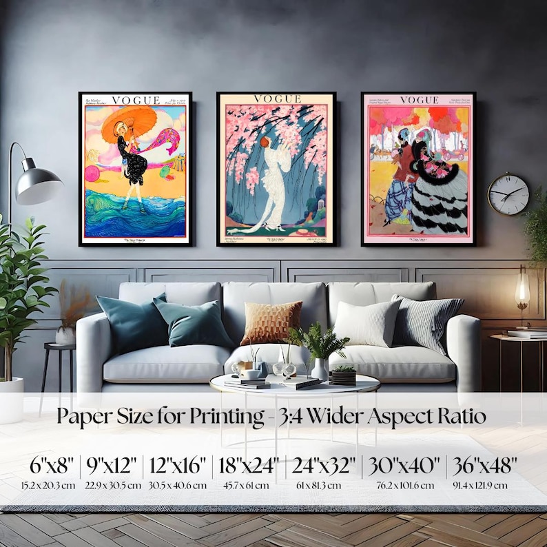Vintage Magazine Cover, Set of 3 Vintage Magazine Covers, Fashion Wall ...
