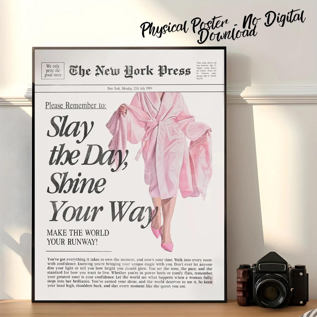 Pink Wall Art, Retro 70s Style, Unframed Wall Decor, New York Times ...