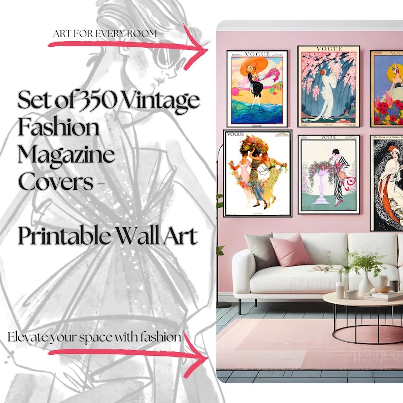 Vintage Fashion Wall Art Vogue Magazine Covers Vintage Fashion Print ...