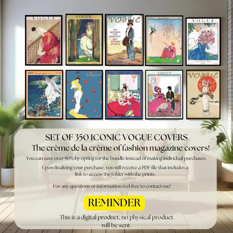 Vintage Fashion Wall Art Vogue Magazine Covers Vintage Fashion Print ...