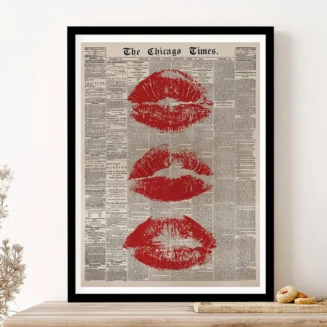 Vintage the Chicago Times Newspaper Print Canvas Wall Art, Chic Red ...
