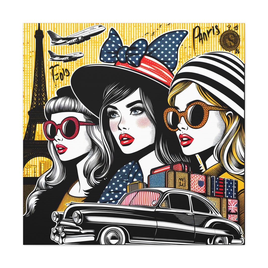 Pop Art Glamor Canvas Acrylic Painting Framed Canvas Artwork Wall Decor ...