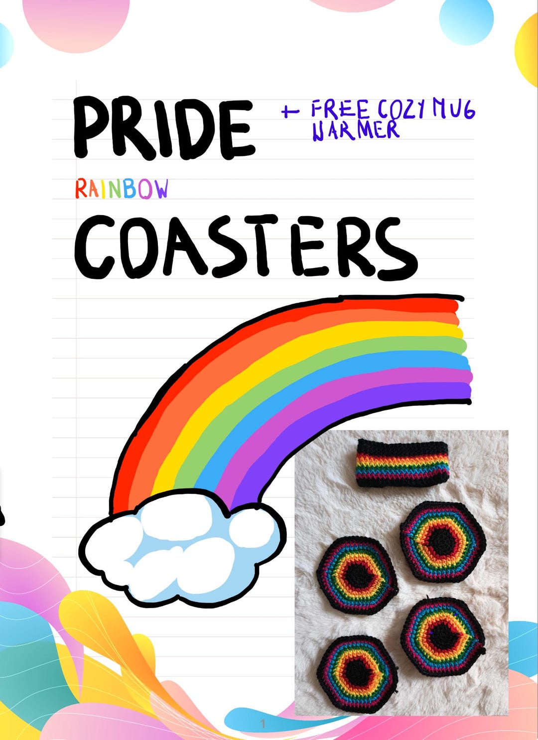 Pride Coaster Crochet Pattern + FREE Cozy Cup Pattern - Etsy