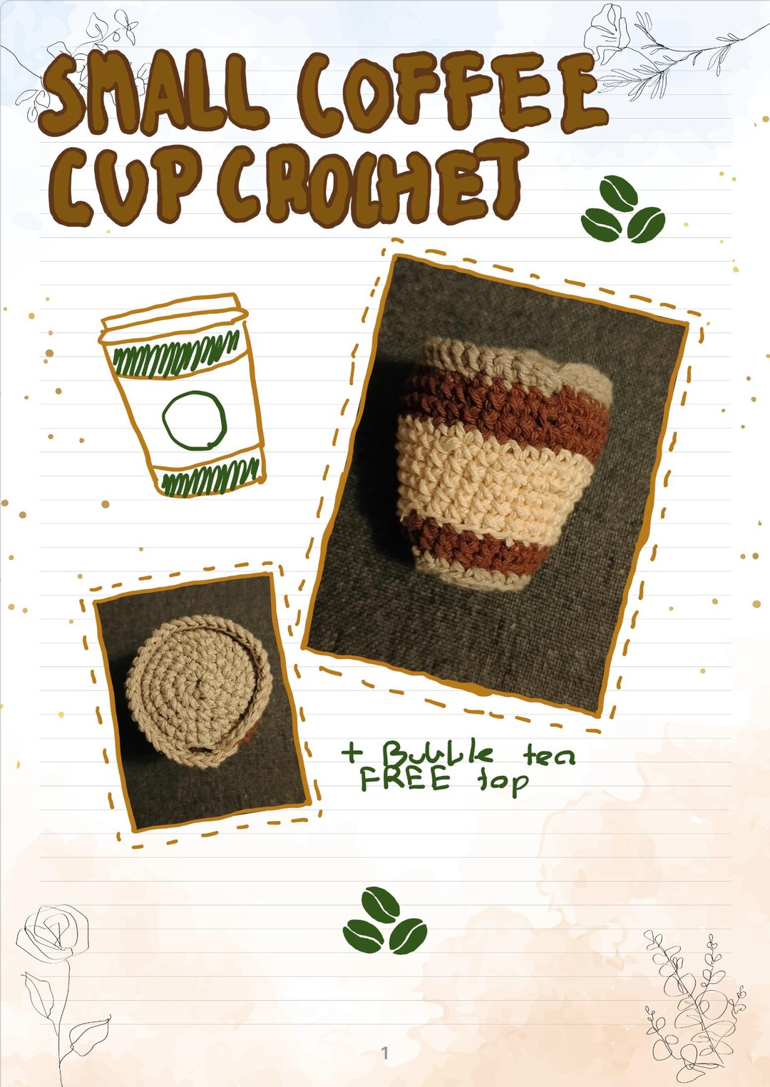 Small Coffee Cup Crochet Pattern + FREE Bubble Tea Beginning - Etsy