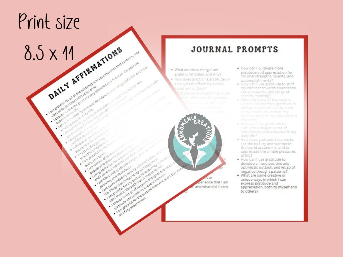 Empowering Gratitude Journal Printable PDF Mindfulness Tool Self ...