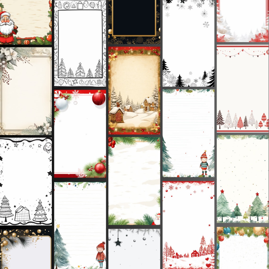 150 Printable Christmas Stationery Designs DIN A4, Christmas Wishlist ...