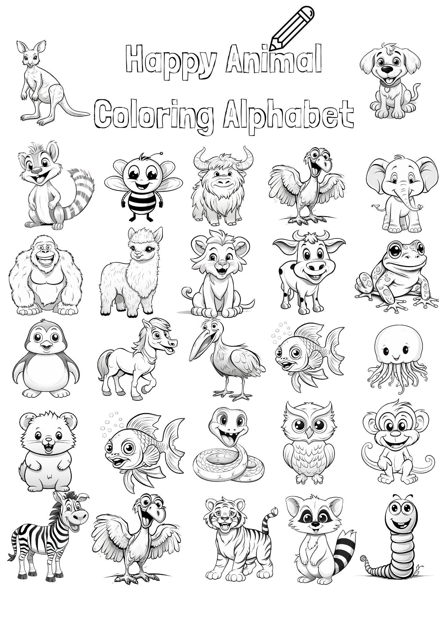 Alphabet Learning Coloring Book Pages for Kids, Instant Digital ...