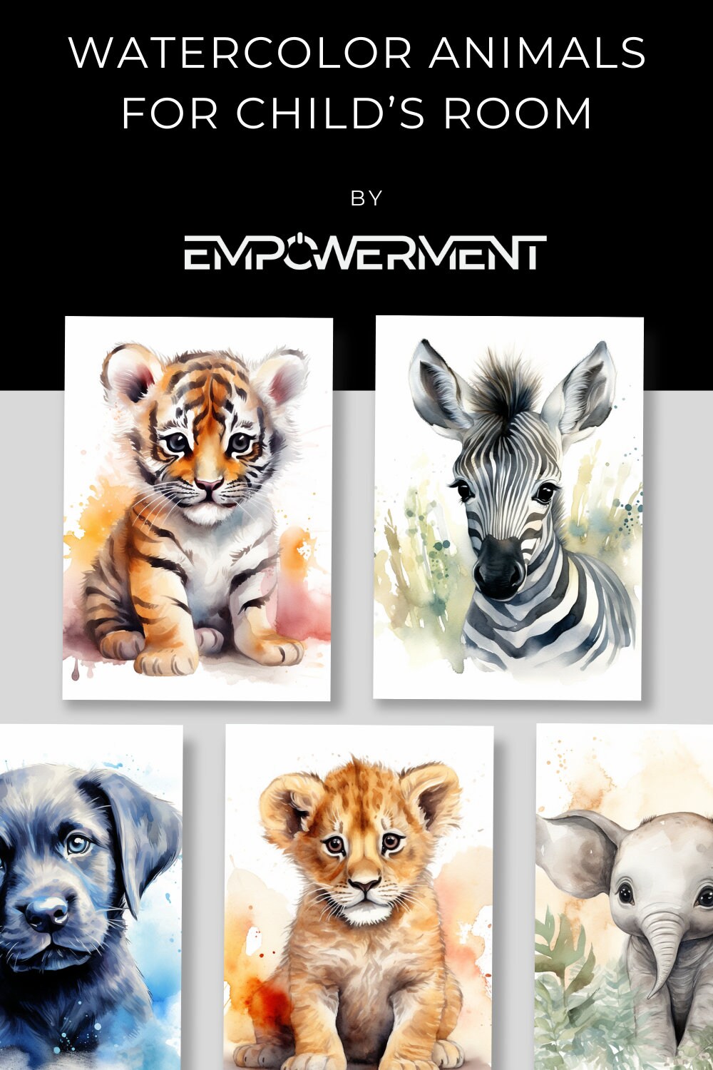65 Watercolor Animals for Kids Room, Nursery Animals Wall Art, Instant ...