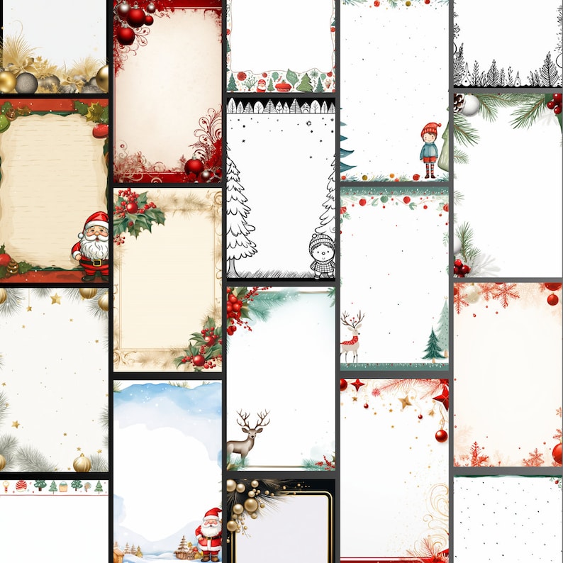 150 Printable Christmas Stationery Designs DIN A4, Christmas Wishlist ...