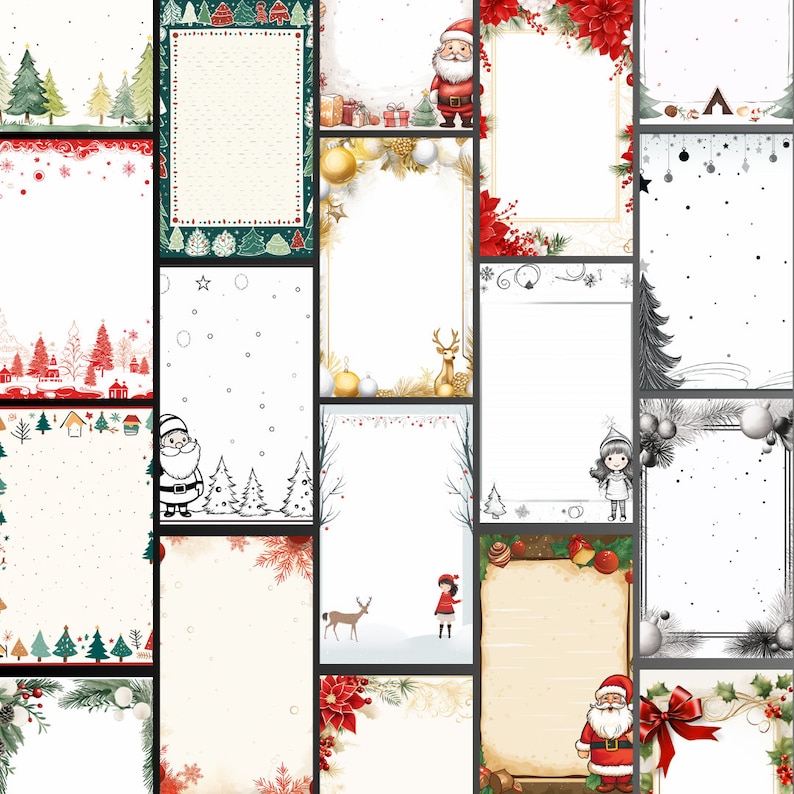 150 Printable Christmas Stationery Designs DIN A4, Christmas Wishlist ...
