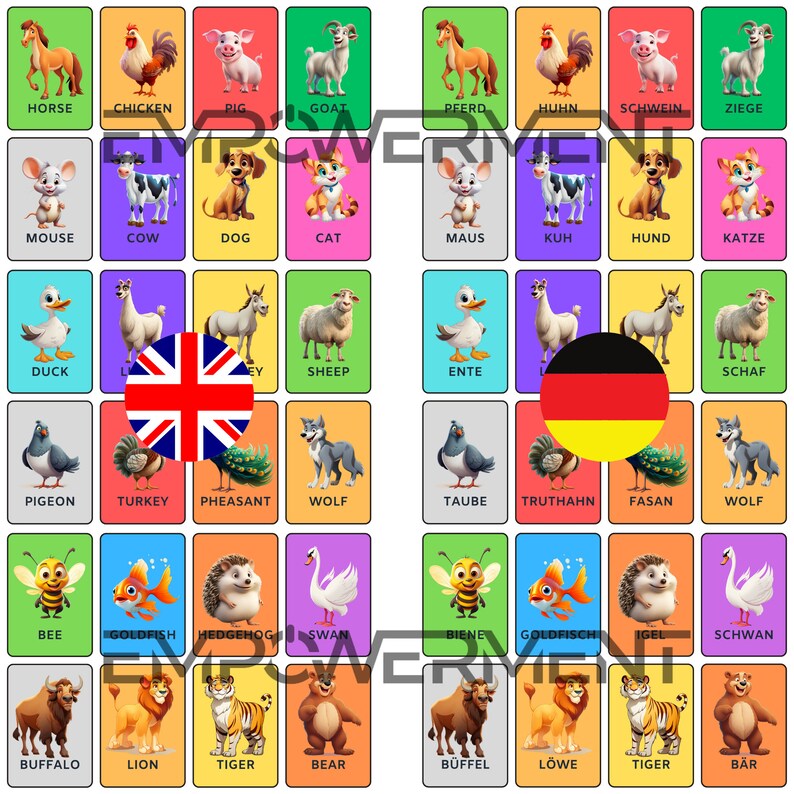 24 Animals Montessori Flashcards for Kids, Printable Montessori Cards ...