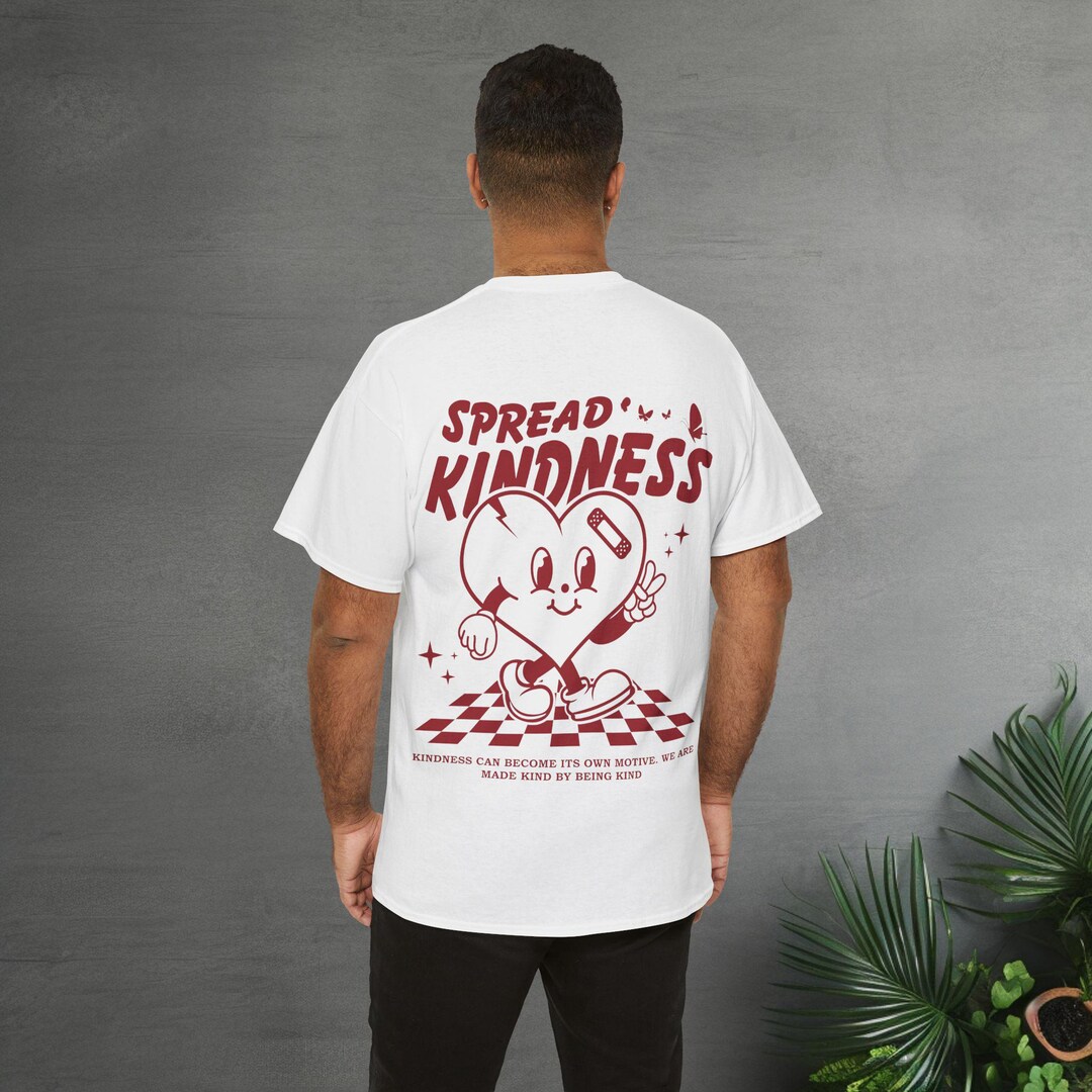 Spread Kindness Retro Cartoon Mascot Character T-shirt Backprint Shirt ...