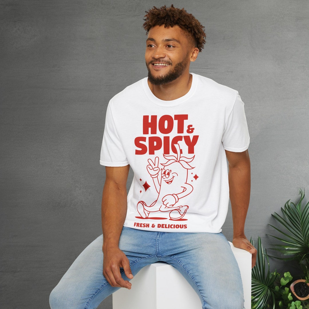 Retro Mascot Character Shirt Hot and Spicy , Funny Gildan Cotton Shirt ...