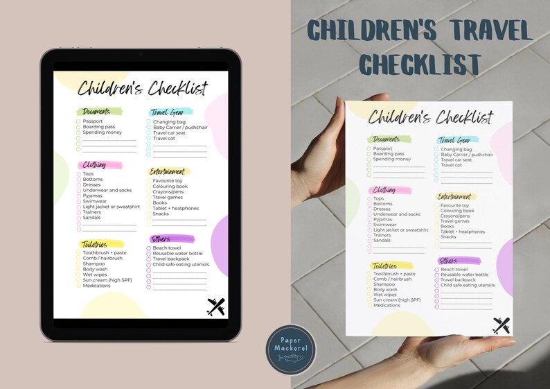 Customisable Travel Checklist Canva, Cruise Child Kid Packing List ...