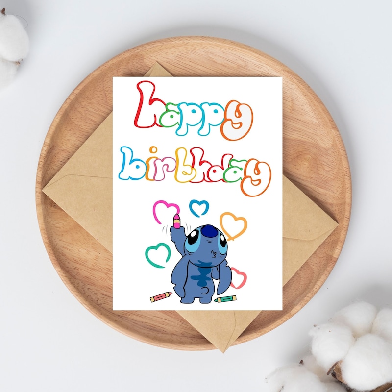 Printable Stitch Birthday Cards - Etsy