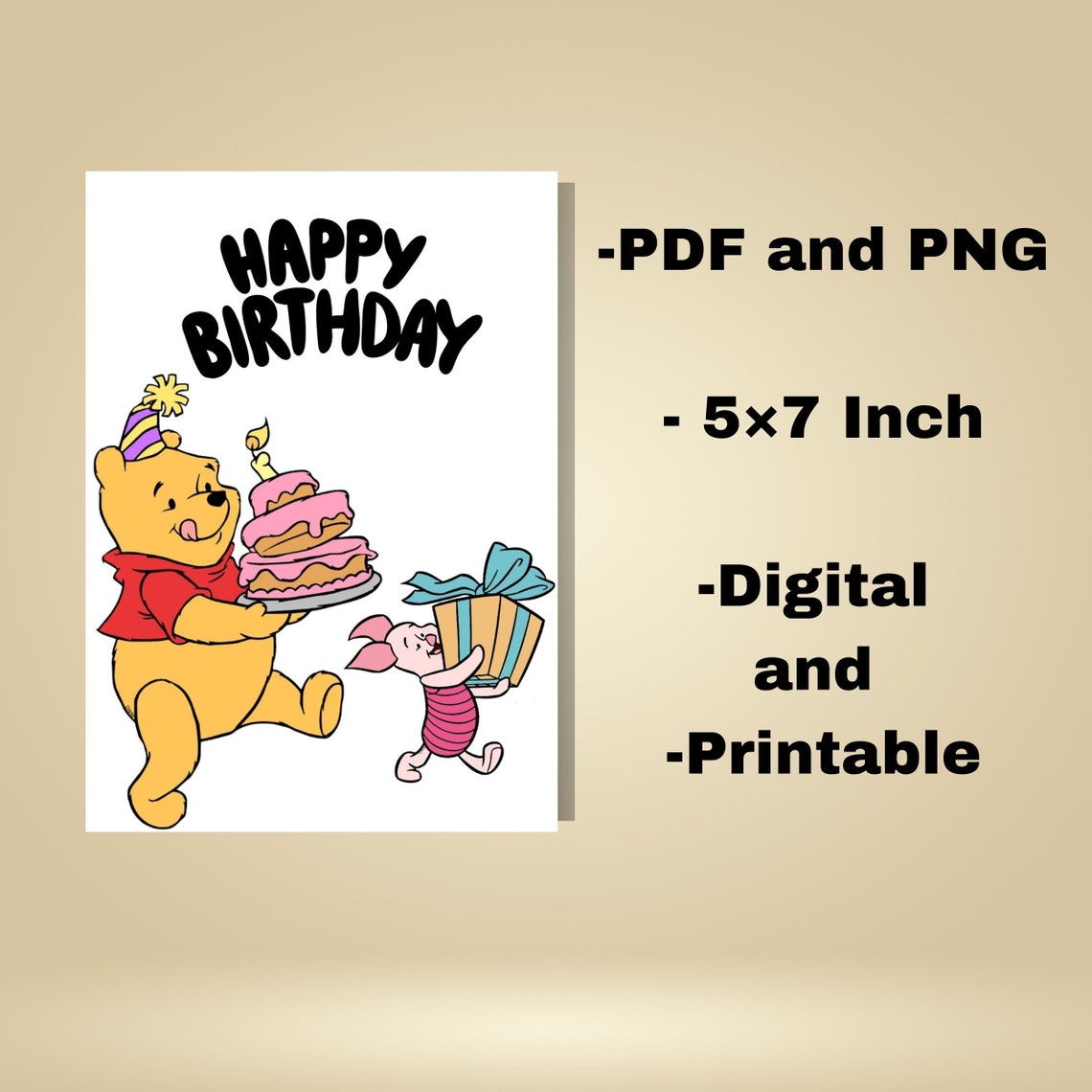 Winnie the Pooh Birthday Card, Pooh and Piglet Birthday, Happy Birthday ...